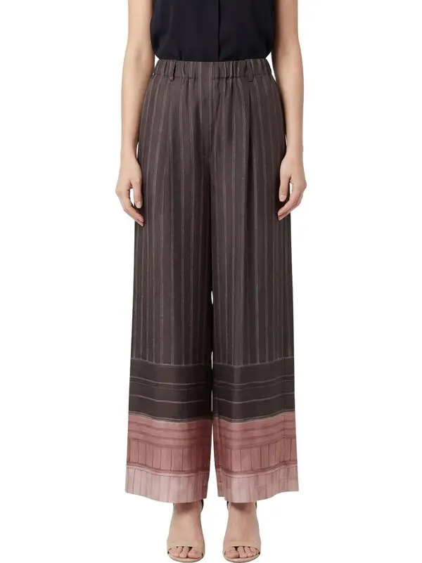 ALYSI Wide Leg Trousers - Brown