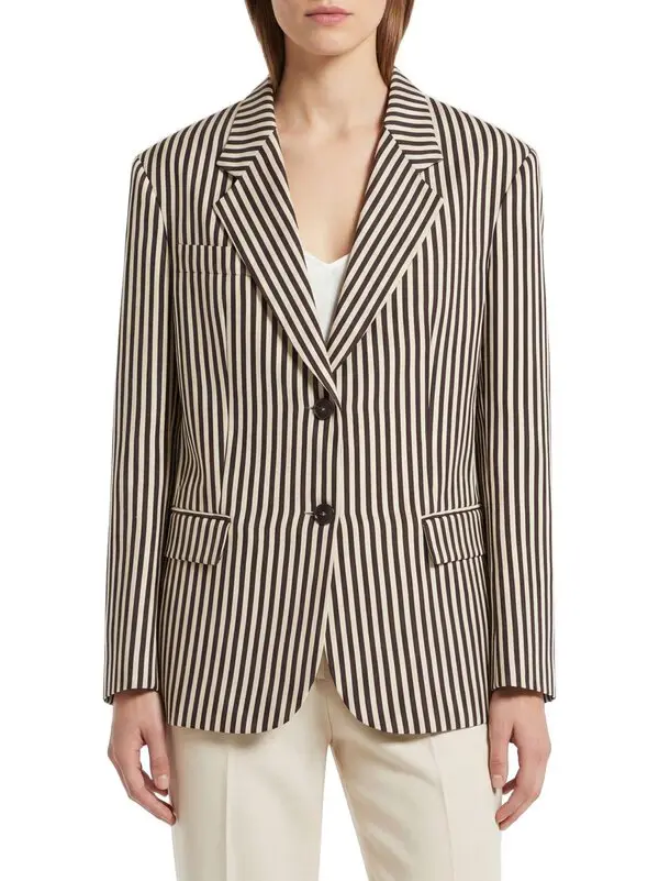 ALYSI Striped Jacket - Brown