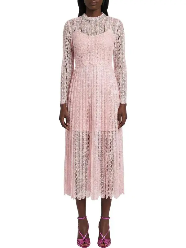 SELF-PORTRAIT Lace Midi Dress - Pink