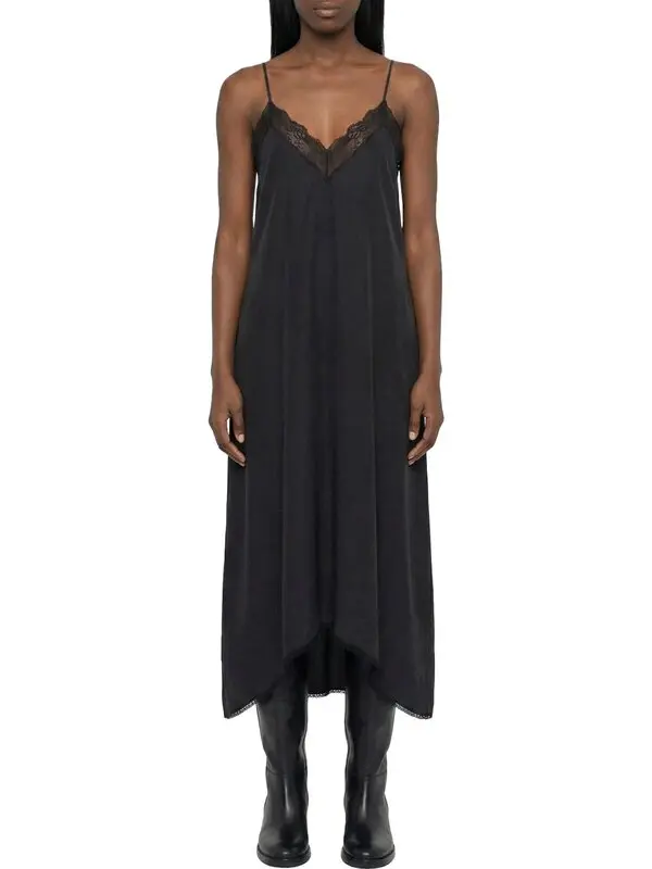 Zadig&Voltaire Lace Trimmed Slip Dress - Black