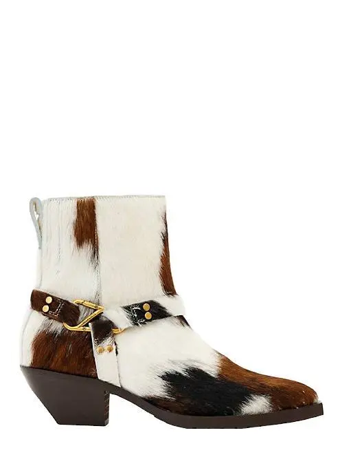 ALLSAINTS Fox Carabiner Pony-hair Ankle Boots - Cow Print