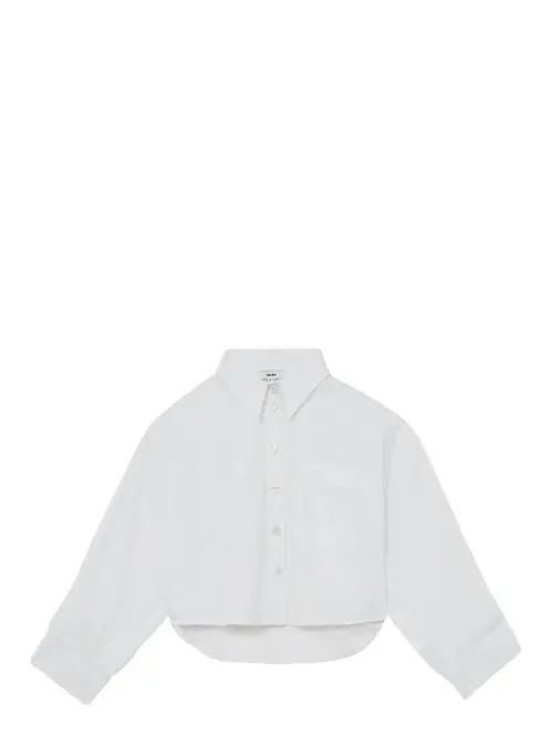 REISS Solenge Long-sleeve Cropped Cotton Shirt - White
