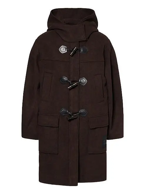 GANNI Hooded Wool-blend Duffle Pea Coat - Demitasse