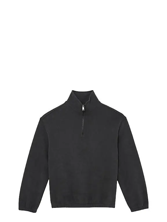 REISS Cotton-blend Half-zip Sweatshirt - Washed Black
