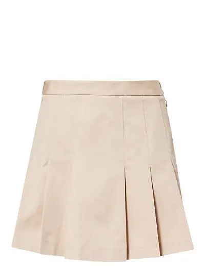 Lacoste Pleated Cotton-blend Mini Skirt - Beige