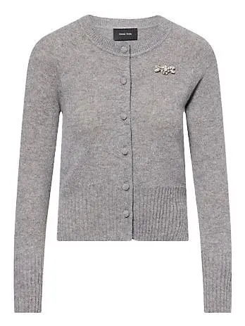 Simone Rocha Crystal-embellished Cashmere Cardigan - Grey Pearl Clear