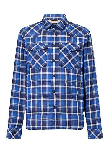 Moncler Gelt Checked Padded Woven Overshirt - Medium Blue