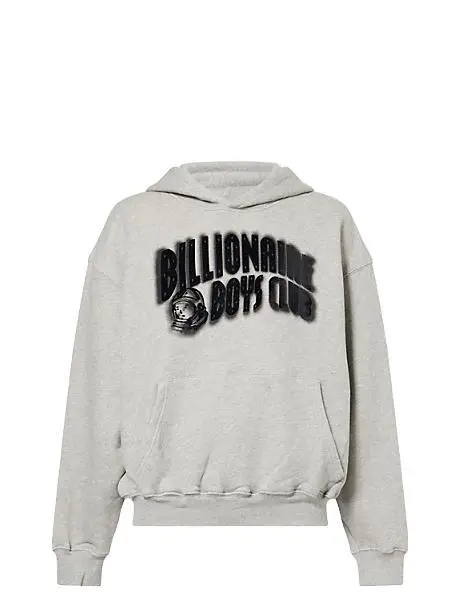 BILLIONAIRE BOYS CLUB Distorted-logo Relaxed-fit Cotton Hoody - Heather Grey