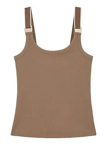 REISS Vinnie Hardware-embellished Stretch-cotton Vest - Camel Ivory