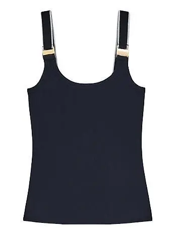 REISS Stretch-cotton Vest With Hardware Embellishment - Navy White