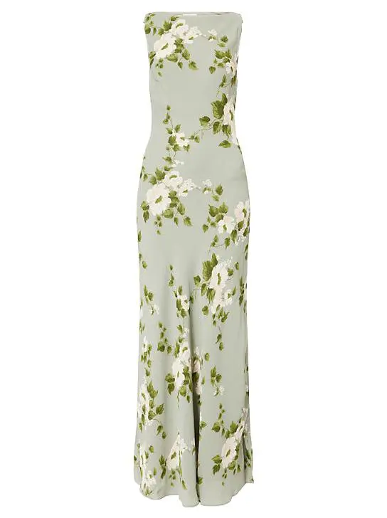 REFORMATION Prescott Floral-print Georgette Maxi Dress - Greenery