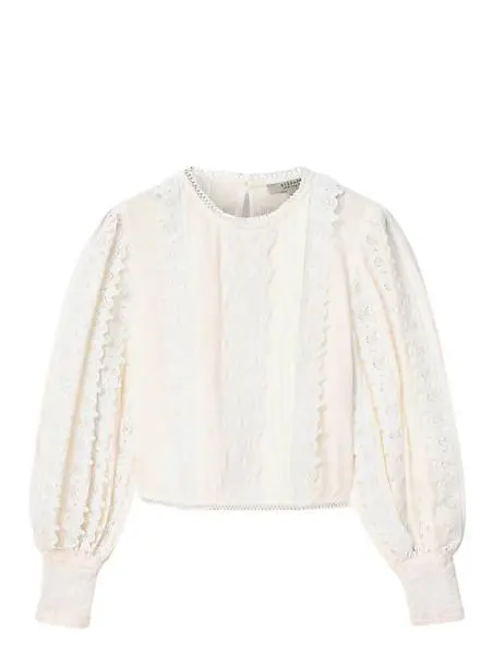 ALLSAINTS Hart Lace-trim Cotton Blouse - Optic White