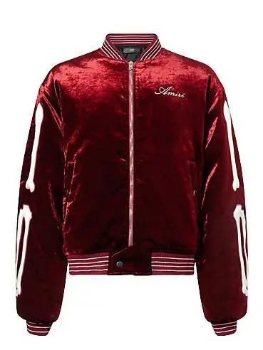Amiri Bones Velvet Bomber Jacket - Red