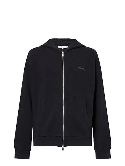 PALMES Waffle-knit Zip-up Cotton Hoody - Black