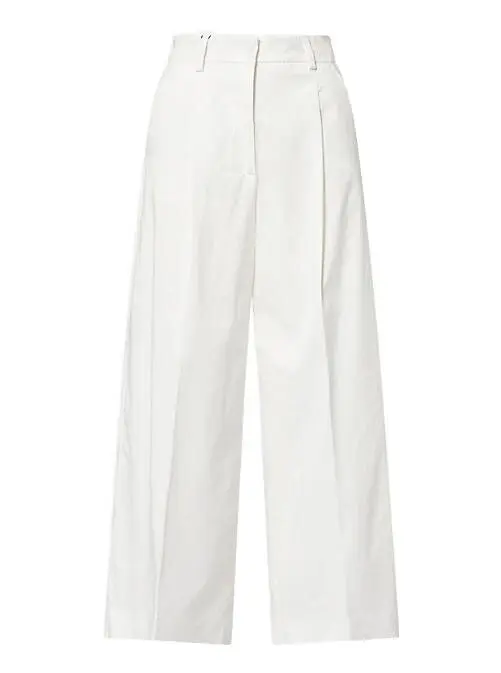 Max Mara High-rise Straight-leg Cotton-blend Trousers - White