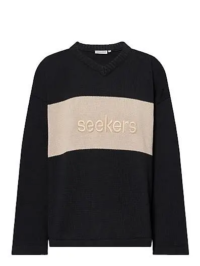 SISTERS & SEEKERS Panel Knit Cotton-blend Jumper - Black