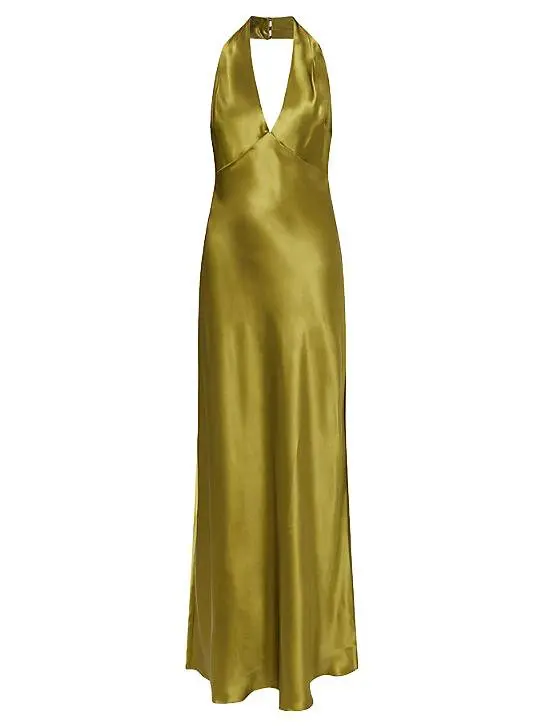 REFORMATION Daniela Silk Maxi Dress - Pear