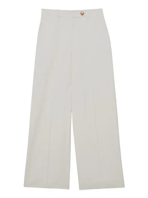 REISS Malin Wide-leg Mid-rise Trousers - Cream