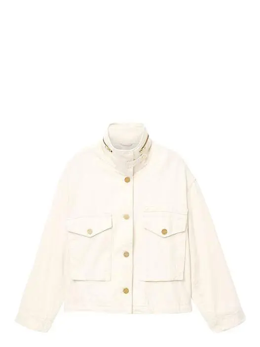 ALLSAINTS Clay Funnel-neck Denim Jacket - Ecru White