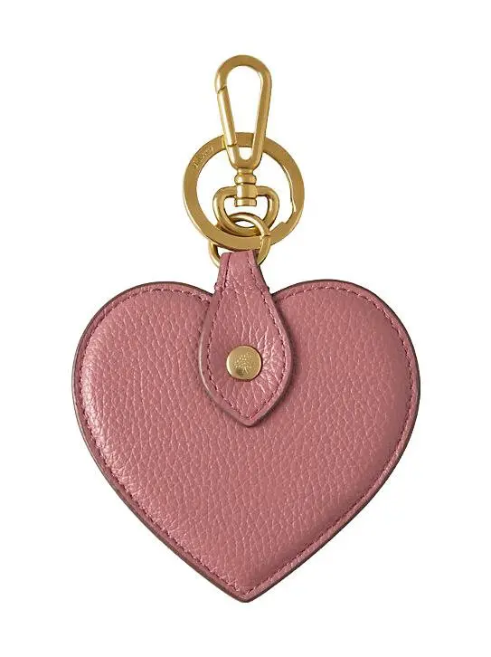Mulberry Heart Grained-leather Bag Charm - Pink Scrumpy