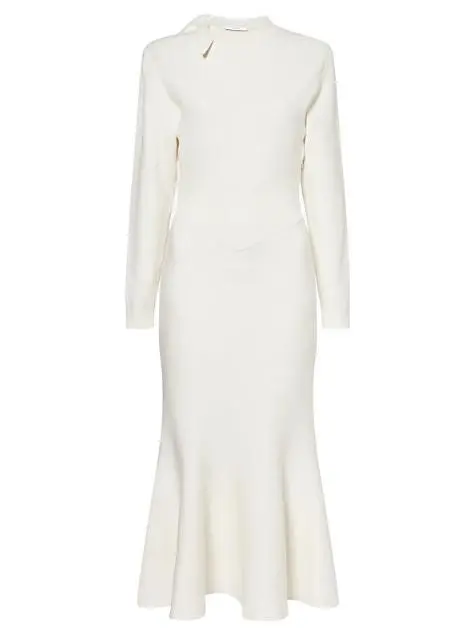 Givenchy Bow-embroidered Wool And Cotton-blend Midi Dress - Ivory