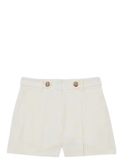 REISS Malin Front-pleat Tailored Shorts - Cream