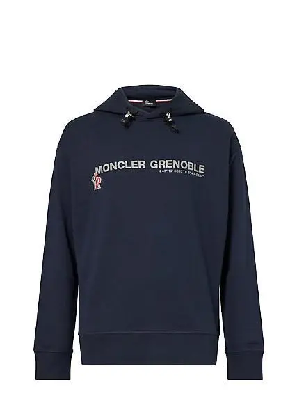 Moncler Logo-embossed Cotton-jersey Hoodie - Navy