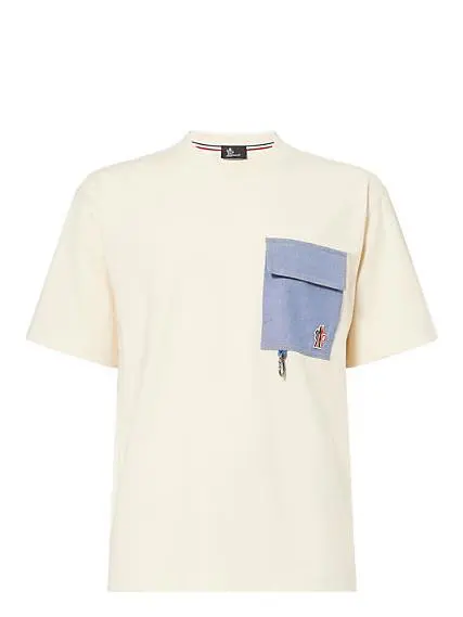 Moncler Patch-pocket Oversized Cotton-jersey T-shirt - Natural
