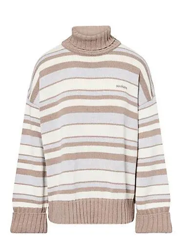 SISTERS & SEEKERS Stripe-print Roll-neck Jumper - Beige