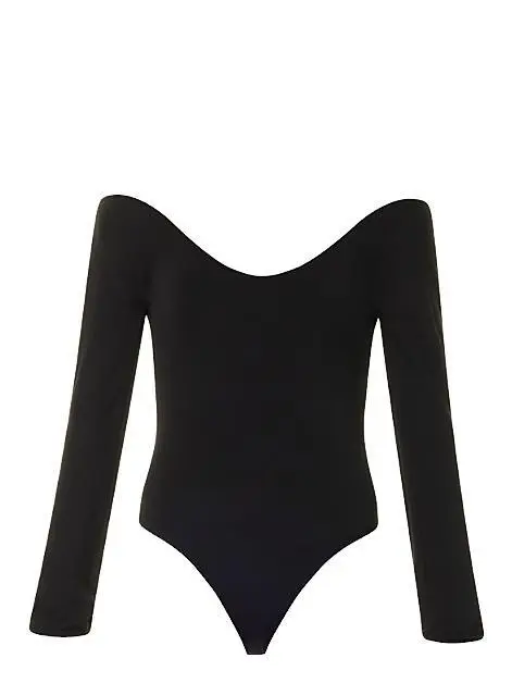 Alaïa Curved Jersey Bodysuit - Noir Alaia