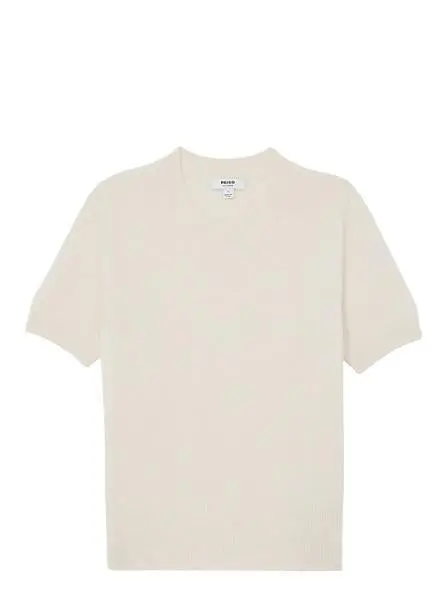 REISS Crewneck Cashmere T-shirt - Ivory
