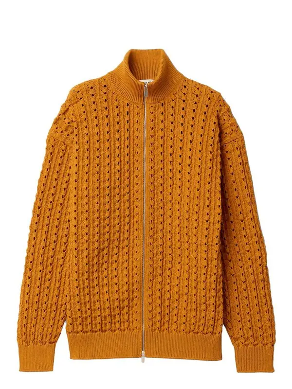 Miu Miu Technical Yarn Zipper Cardigan - Rust