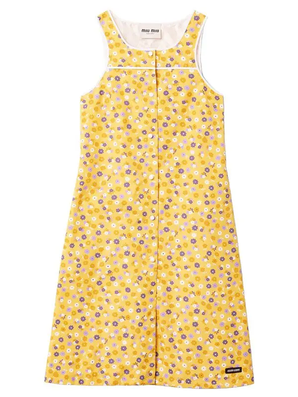 Miu Miu Poplin Dress - Yellow/purple
