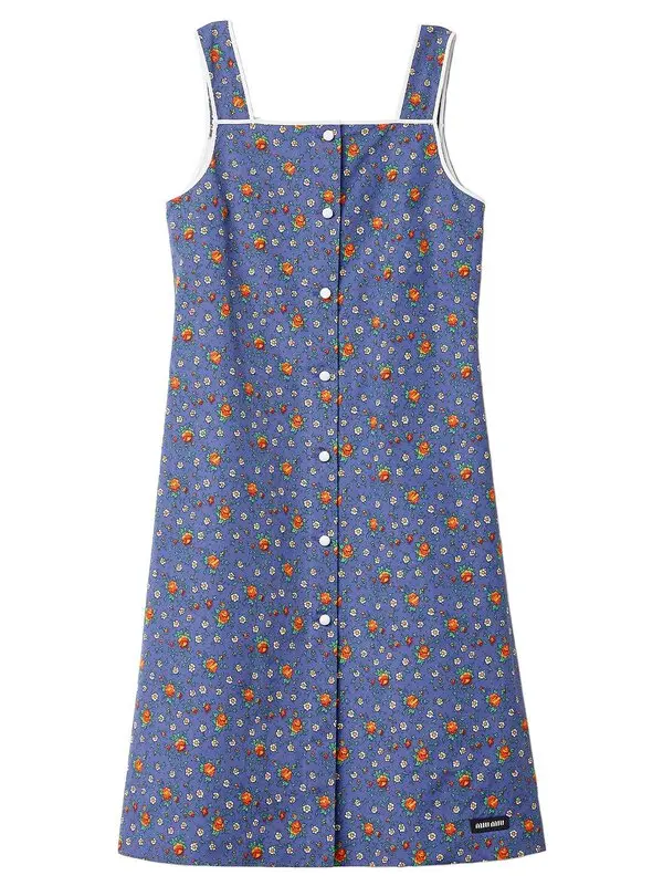 Miu Miu Poplin Dress - Navy Blue/orange