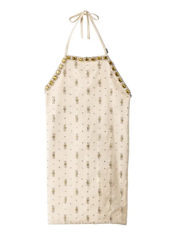 Miu Miu Embellished Canvas Apron - Ecru