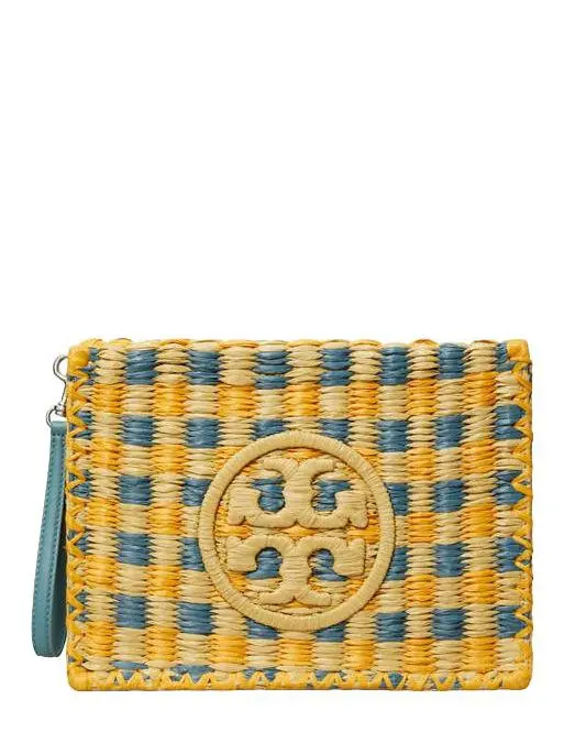 Tory Burch Ella Woven Raffia Wristlet - Deep Slate
