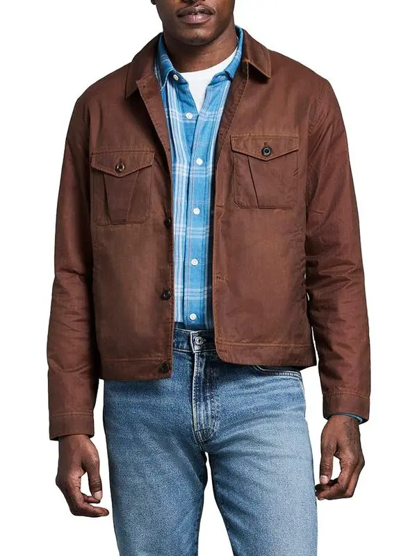 Billy Reid Waxed Herringbone Jacket - Burnt Umber