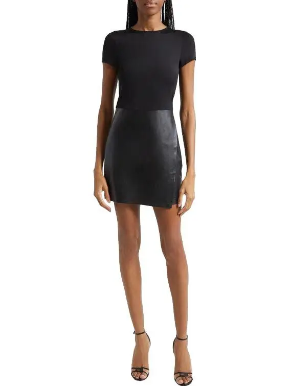 Alice + Olivia Sabine Mixed Media Minidress - Black
