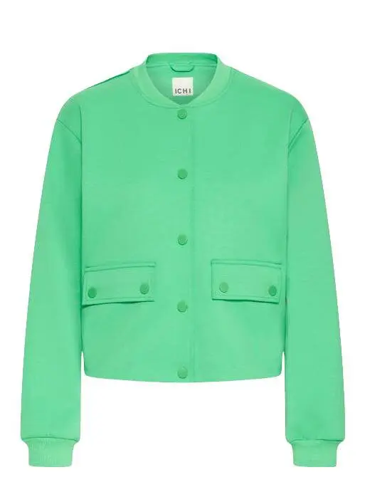 ICHI Kate Knit Bomber Jacket - Kelly Green