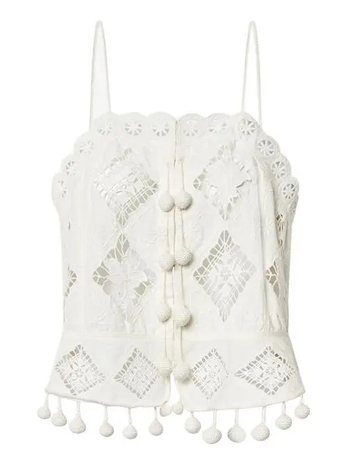 Isabel Marant Nelssy Broderie Anglaise Tank Top - White