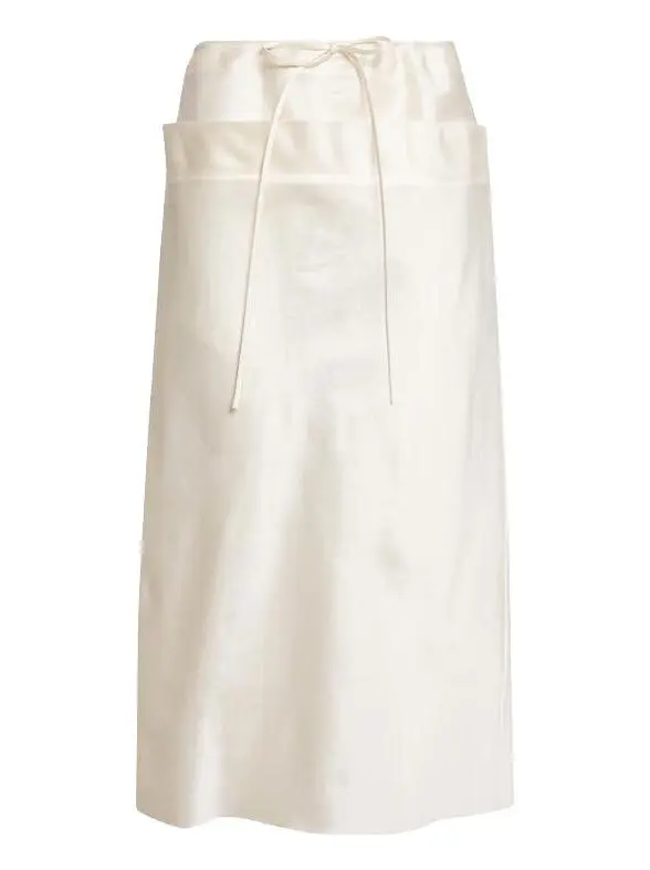 GIA STUDIOS Chiu Silk Satin Column Skirt - Cream