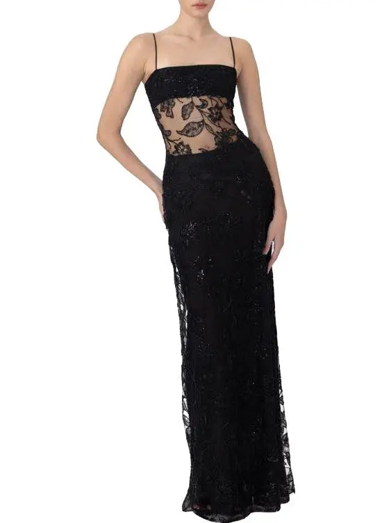 SAU LEE Adelaide Beaded Gown - Black