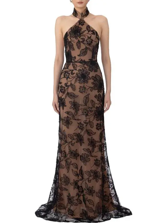SAU LEE Adelaide Beaded Gown - Black