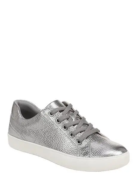 Naturalizer Morrison Metallic Leather Sneakers - Soft Pewter