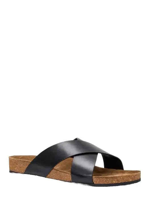 Andre Assous Max Slide Sandal - Black Leather