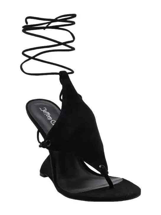 Jeffrey Campbell Pachouli Wedge Sandal - Black Suede
