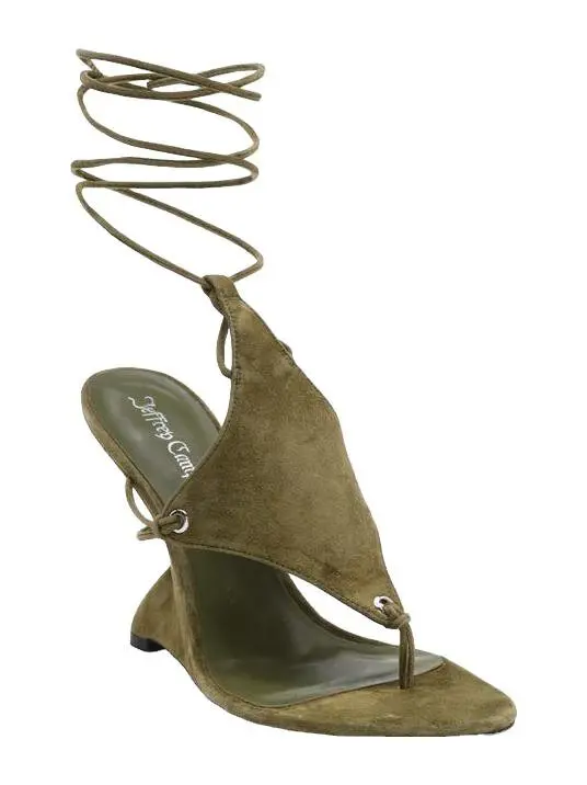 Jeffrey Campbell Pachouli Wedge Sandal - Olive Suede