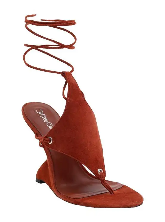 Jeffrey Campbell Pachouli Wedge Sandal - Rust Suede