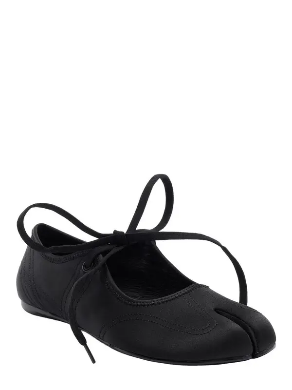 Jeffrey Campbell Saturna Split Toe Mary Jane Flat - Black Satin