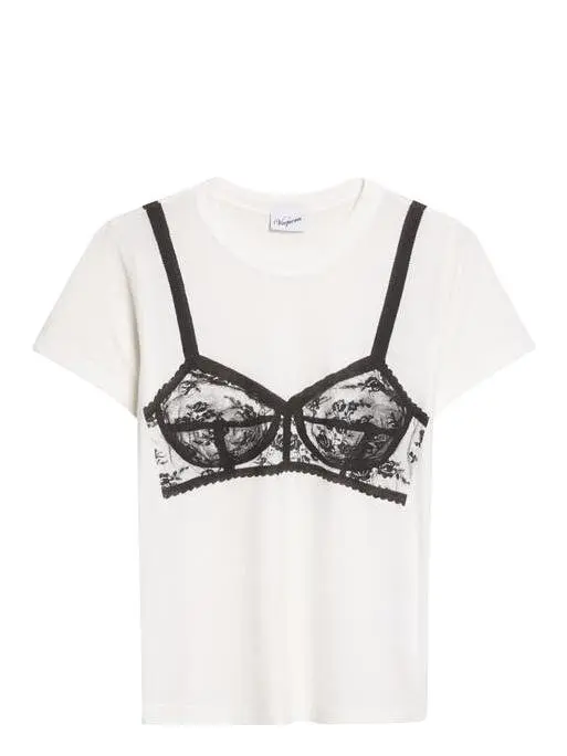 Vaquera Trompe L'oeil Bra T-shirt - White